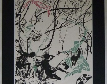 1920s Vintage Aesop's Fable Print Black Crow by PrimrosePrints
