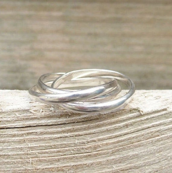 Sterling silver russian wedding ring infinity ring tripple
