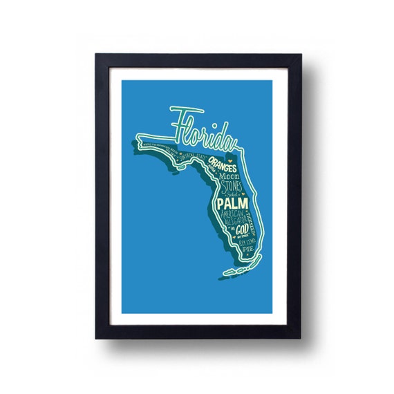 Florida State Print Florida Art Florida by DreamMachinePrints