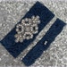ROYAL BLUE Lace Wedding Garter Set Bridal Garter with Gold
