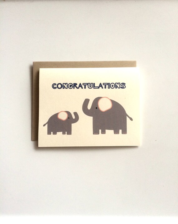 New Baby Card Elephant Card Congratulations Card New