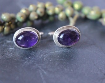 Amethyst cufflinks | Etsy