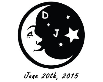 Moon ink stamp | Etsy