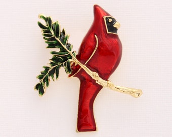 Popular items for cardinal brooch on Etsy