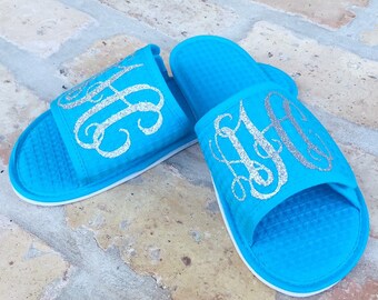 Unique monogram slippers related items | Etsy