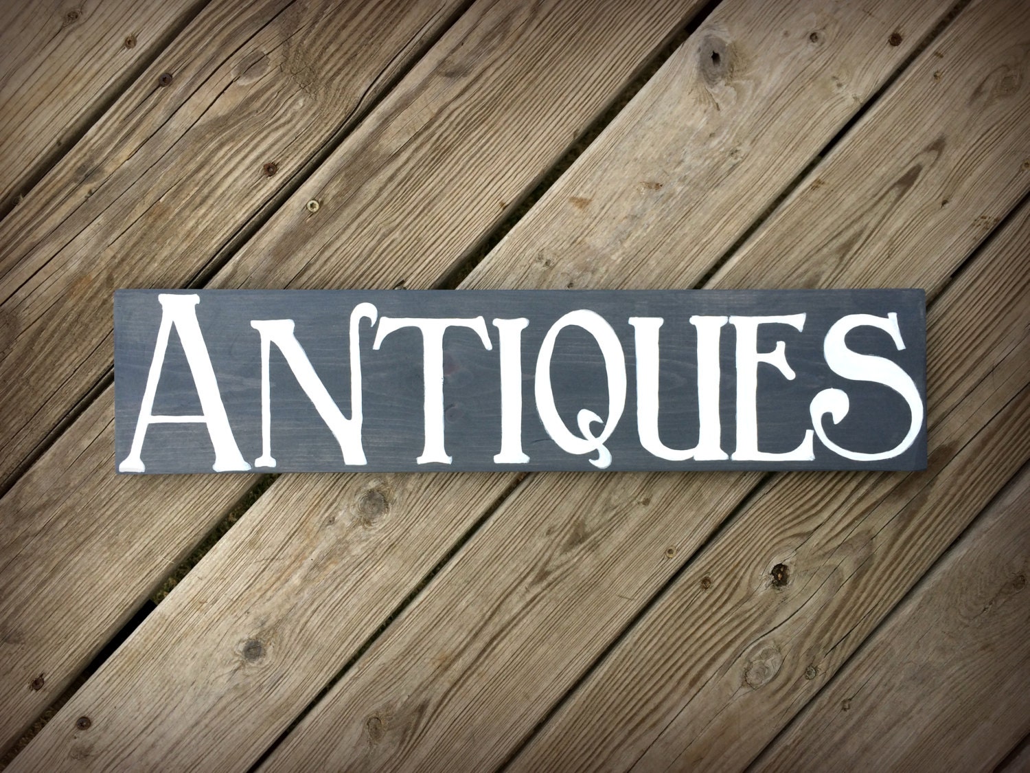Wood Antiques Sign Vintage Style Antiques Sign by BrushLightGold