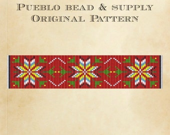 Southwestern Dakota Star Seed Bead Pattern Loom Cuff Bracelet