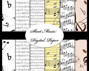 Sheet Music Digital Paper, Music Digital Paper, Music Digital Scrapbook ...