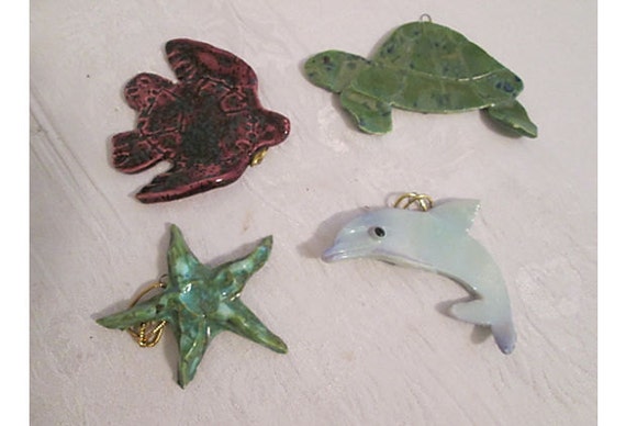 Hand-Made Ceramic Sea Creatures Ornaments S/4