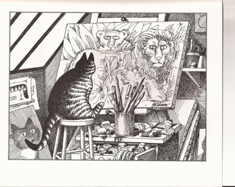 Kliban cat print | Etsy