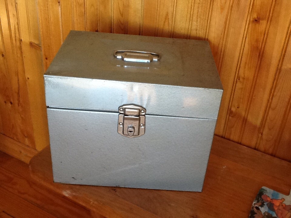 Vintage metal file box – Industrial storage – scrapbook storage ...