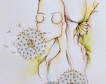 Dandelion drawing | Etsy