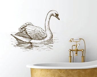Swan wall sticker | Etsy