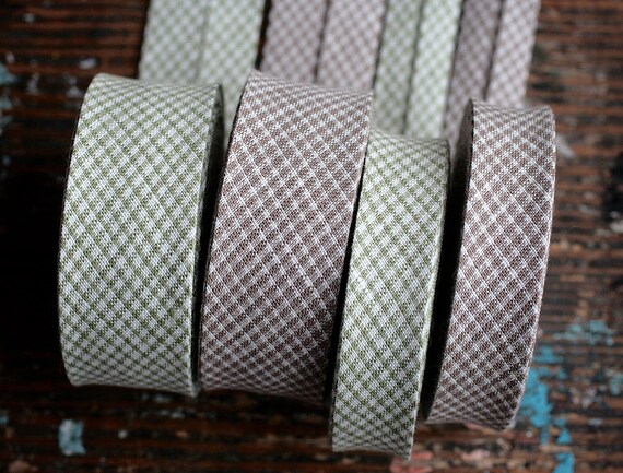 Linen bias tape woven check linen width 2 and 3 cm by namolio