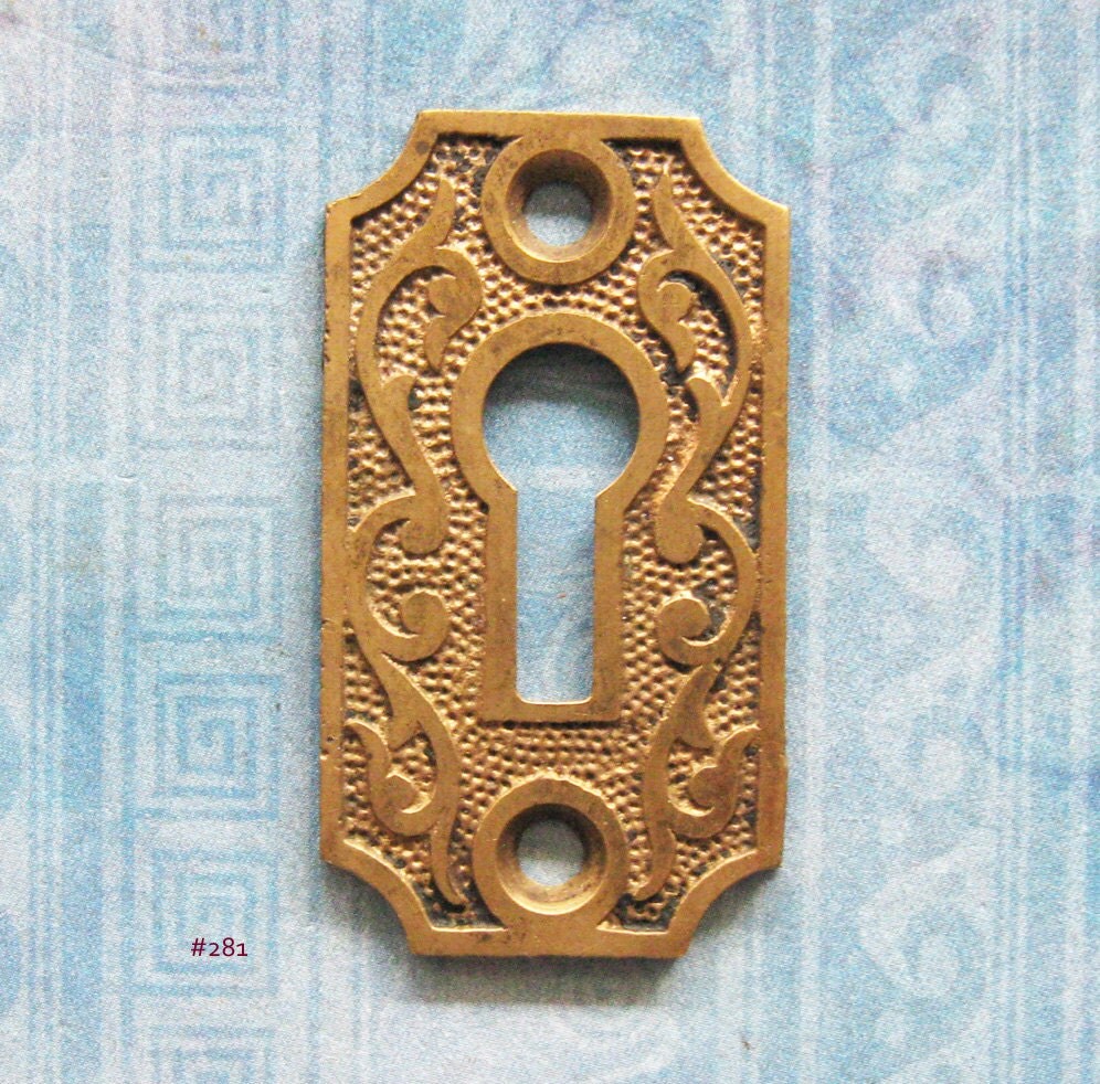 Art Deco Eastlake Keyhole Escutcheon Antique Brass Key Plate Furniture ...