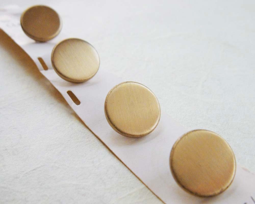 Set of 4 Vintage Carded Buttons: Brass Brushed Metal Shank Style ...