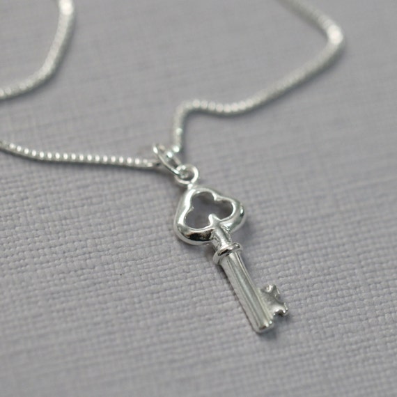 Tiny Sterling Silver Key Necklace, Sterling Silver Key Pendant on ...