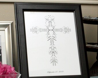 Personalized Wedding Gift Name Cross art print by NameCrosses
