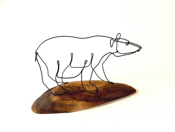 Bear Cub Wire Sculpture Bear Wire Art Wildlife Wire by WiredbyBud