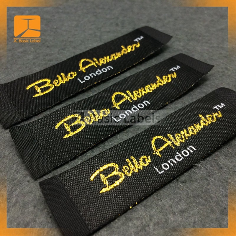 300 gold metallic woven labels Sparkling text custom labels