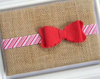 Items similar to Red Felt Bow Headband, Umbrella Bow Headband, Newborn ...