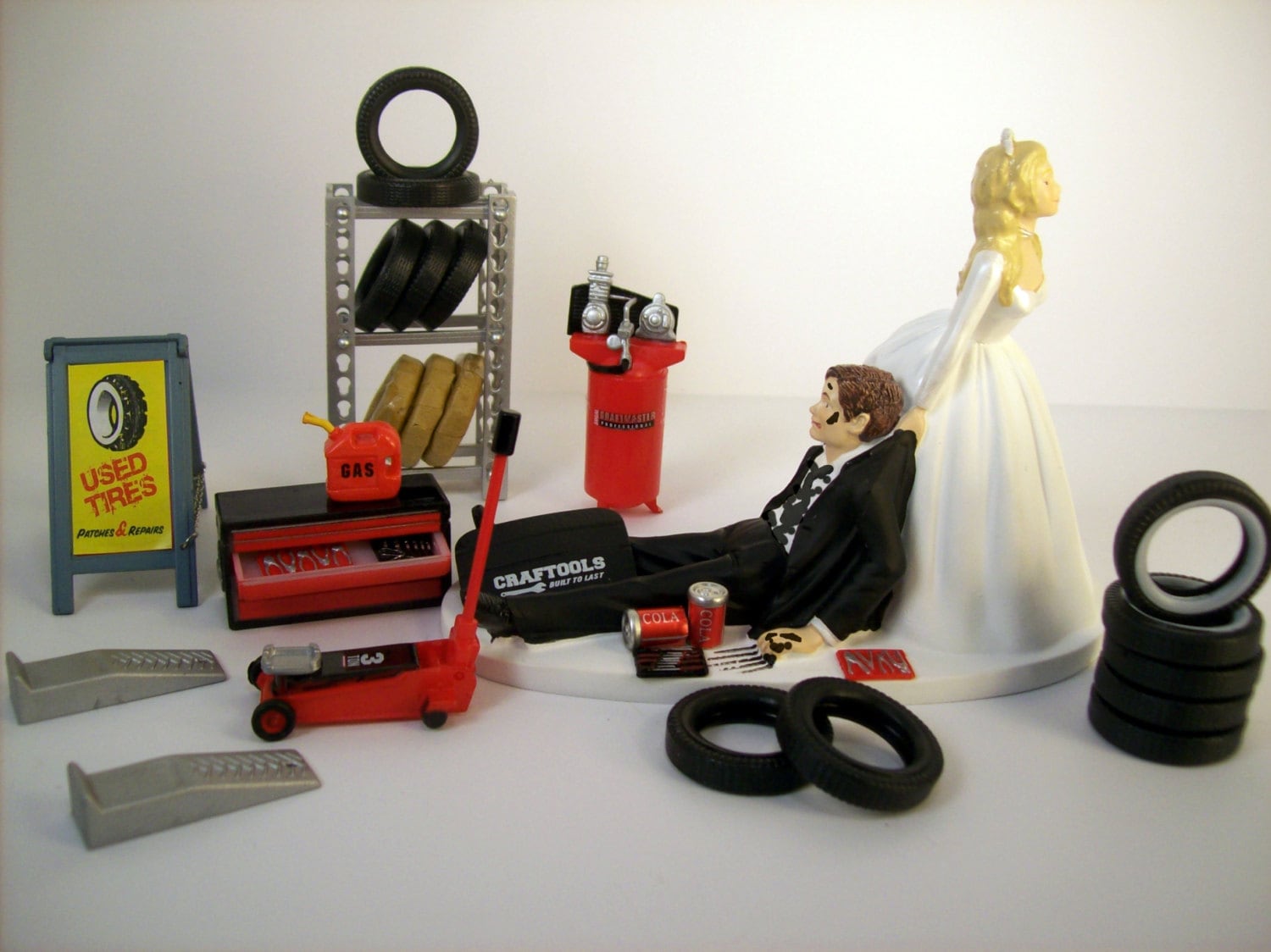 Funny Wedding Cake Topper Mechanics AUTO MECHANIC Tires LONG