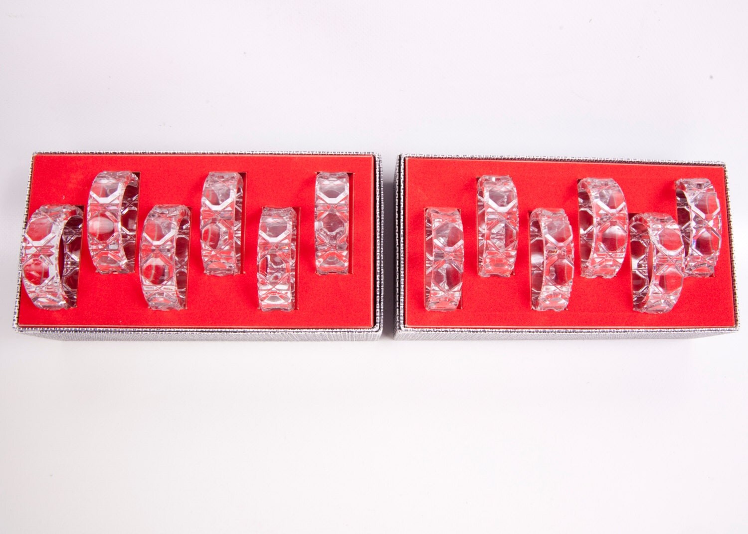 Vintage Crystal Glass Napkin Rings Made in Germany Set of 12