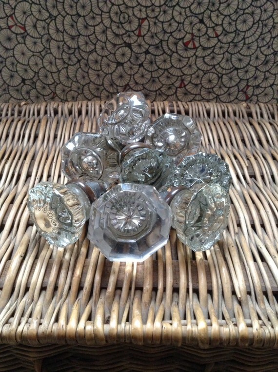 8 Antique Glass Door Knobs