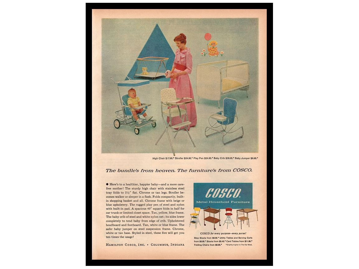 Cosco Baby Furniture Ad, 1960s Nursery Decor, Cosco High Chair ...
