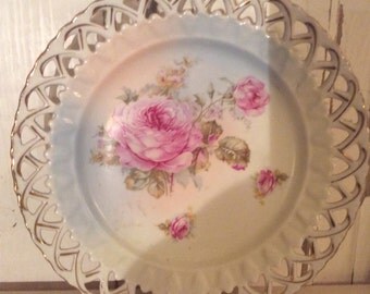 Antique rose plate | Etsy