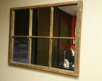 Very Old Barn Window made into a Window Mirror, Wood Mirror, Barn ...