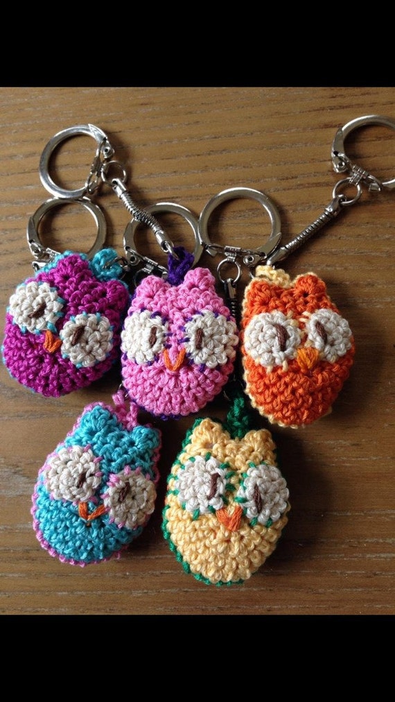 Items similar to Crochet owl key chain on Etsy