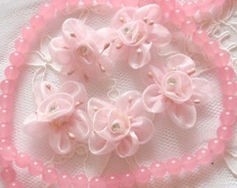 2 Organza Rolled Roses Chiffon Roses Organza Roses by Mydesign63