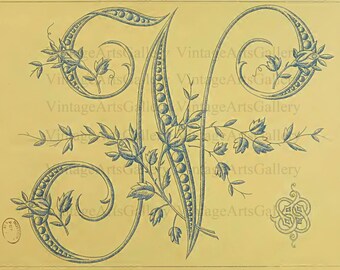 FRENCH ALPHABET LETTERS Stencil Initials by RareVintagePatterns