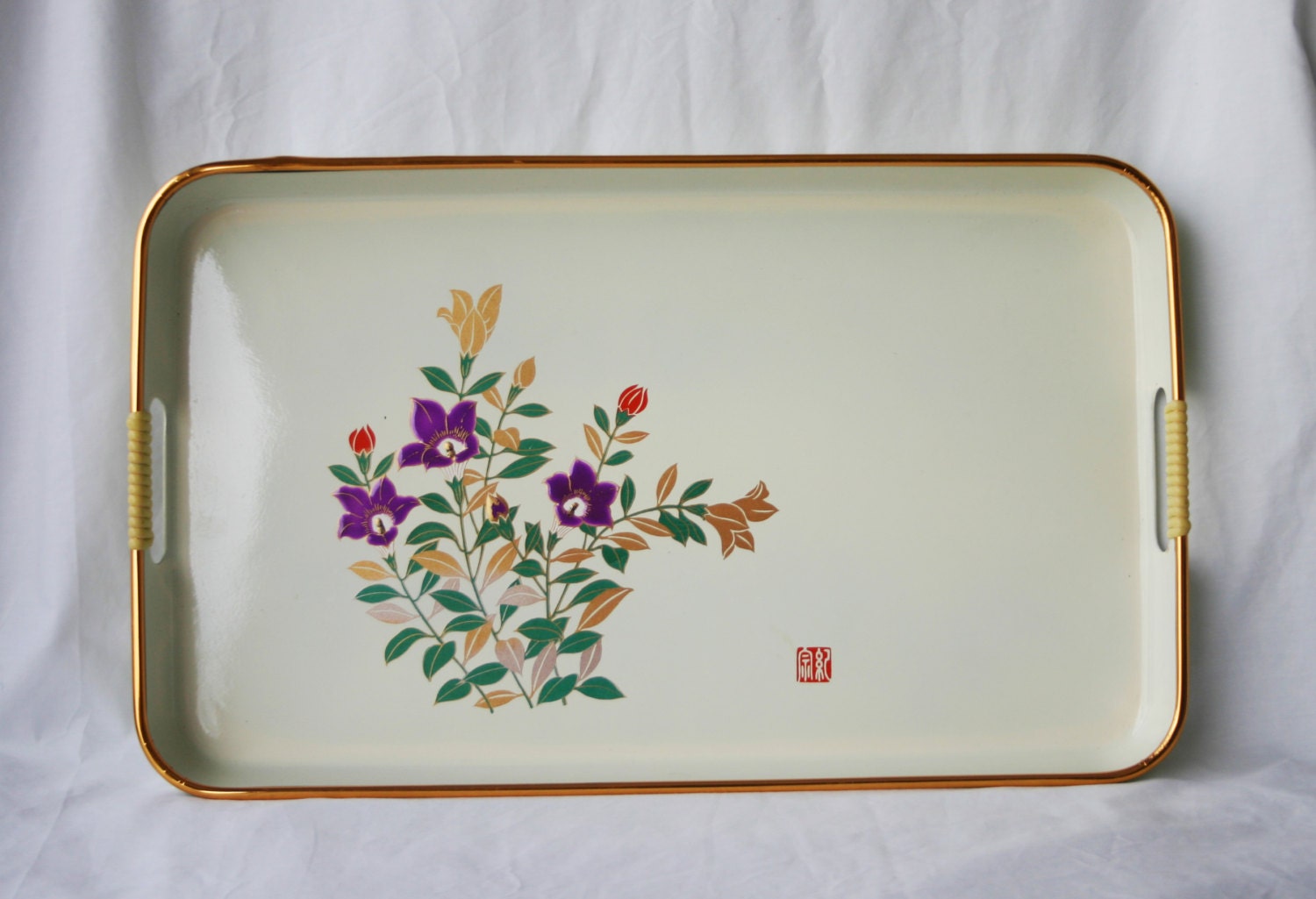 Vintage Serving Tray by Lida’s of Japan / Purple Flowers – Haute Juice