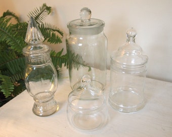 Apothecary Jars - Vintage Glass - Storage And Display - Set Of Four ...