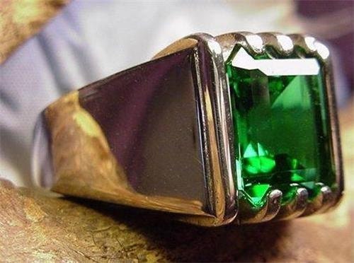 Mens Mt St Helens Helenite 10x8 Emerald Ring Sterling Silver