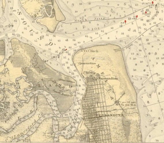 Sapelo Island Georgia to Amelia Island Florida 1919 by Oldmap