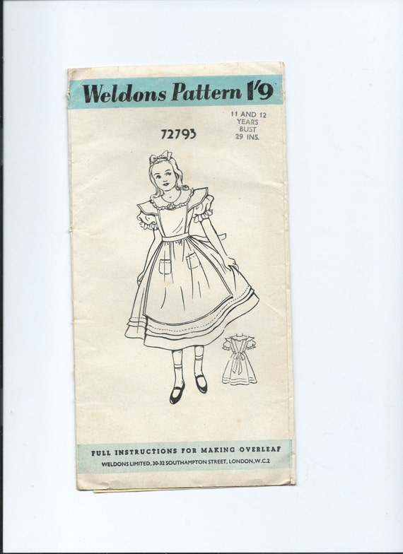 Vintage Weldons pattern for Alice in Wonderland costume to fit