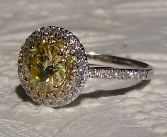 Yellow Moissanite Engagement Ring Canary Yellow Moissanite in