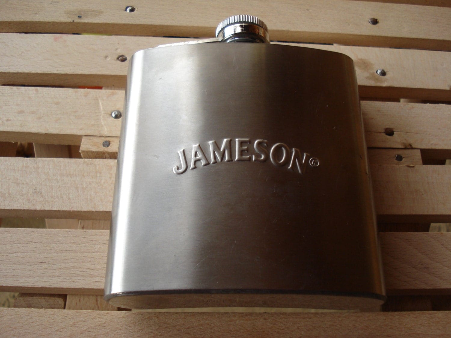Vintage Hip Flask – JAMESON – Old Brand Stainless Steel, 1970 – Haute Juice