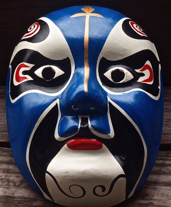 Vintage Hand Painted Beijing Opera Mask / Chinese Opera Mask