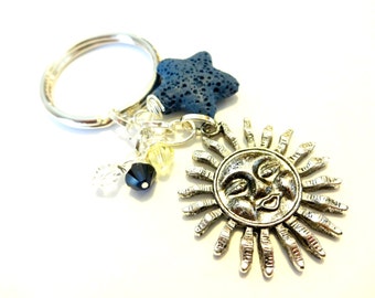 Cool Celestial Keychain Sun Key Chain Aventurine by YoursTrulli
