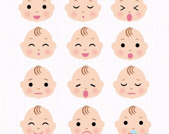 Baby faces clipart | Etsy