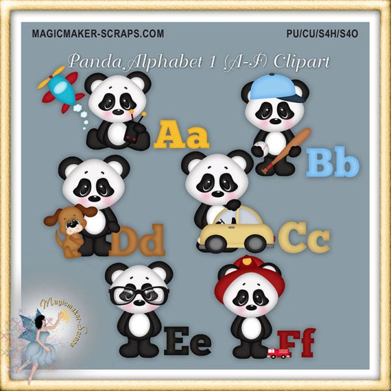 Panda Alphabet School Clipart 1