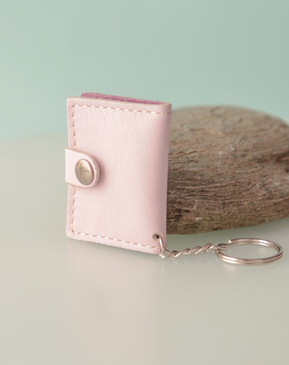 Photo book keychain. Leather key chain. Pink by secondstudio