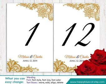 DiY Printable Table Number Card Template Instant by HappyBlueCat