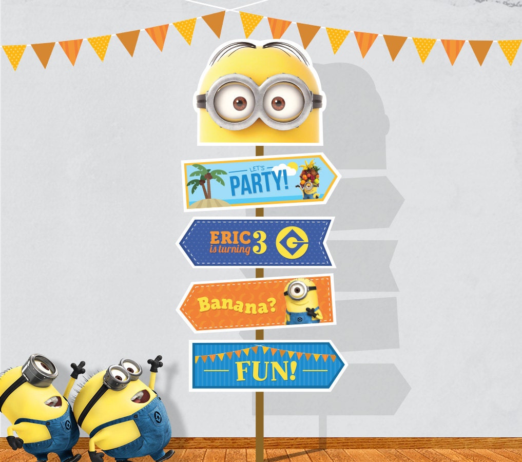 Personalized Minions arrow sign digital file by PartyPopPrints