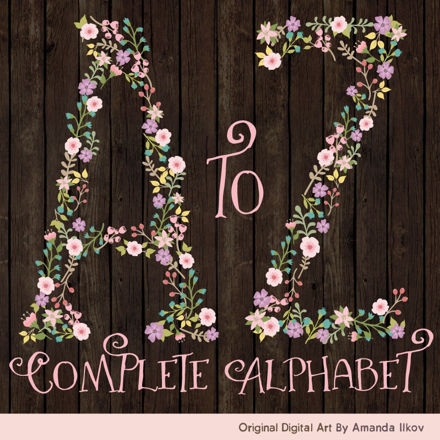 Professional Floral Alphabet Clipart & Vectors Floral