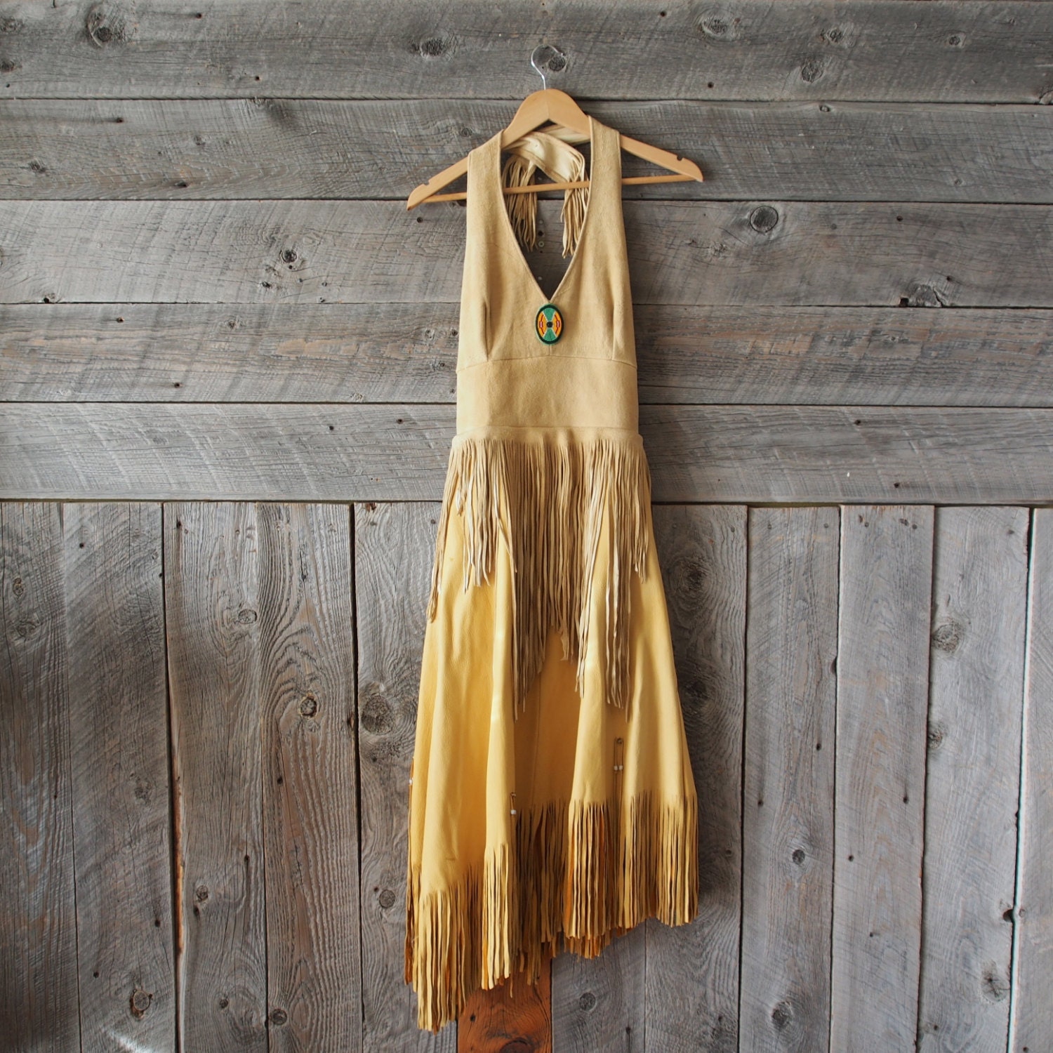 Native American buckskin fringe dress